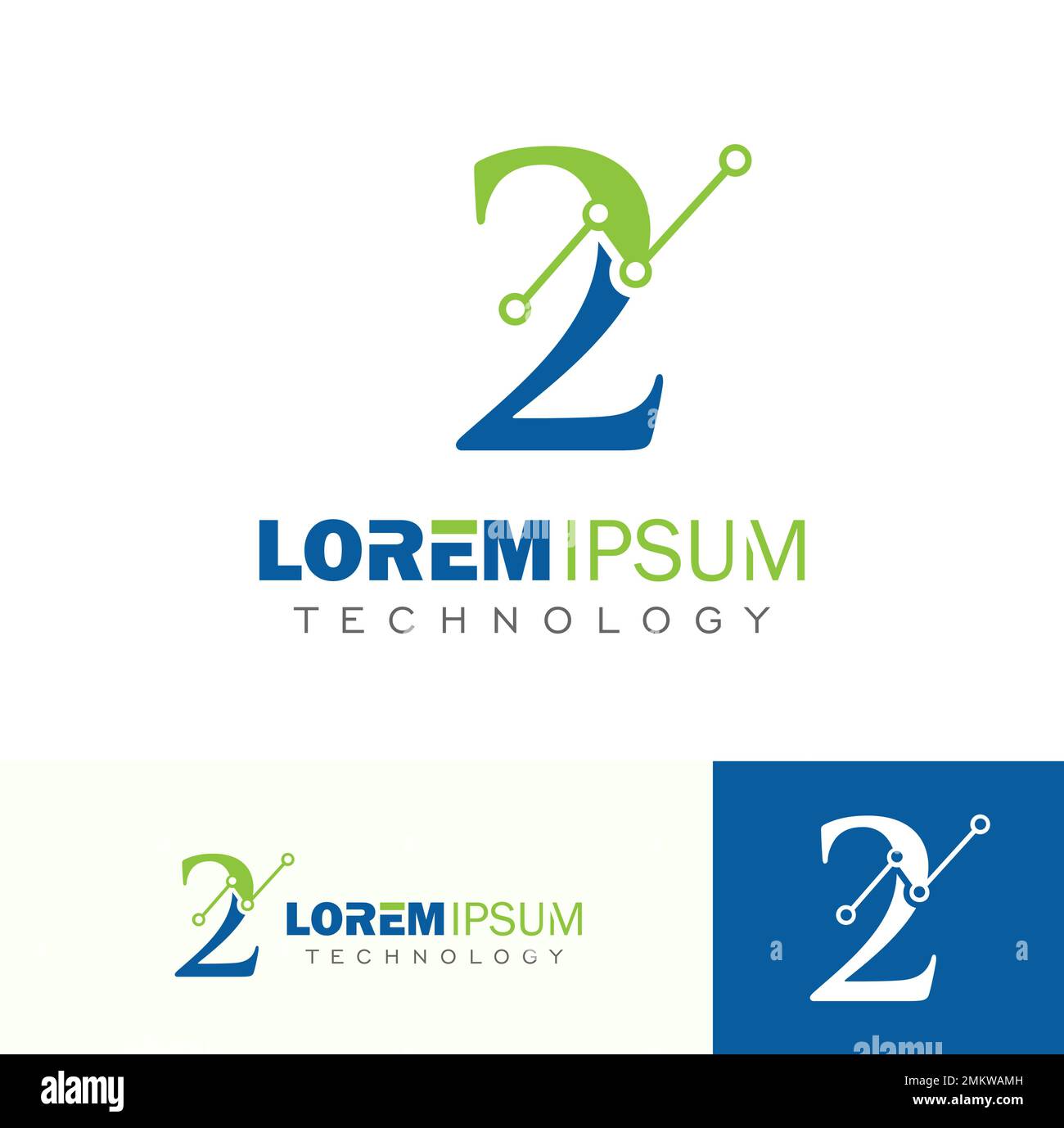 Vector Illustration of Technology Monogram Logo Initial Number 2 Stock ...