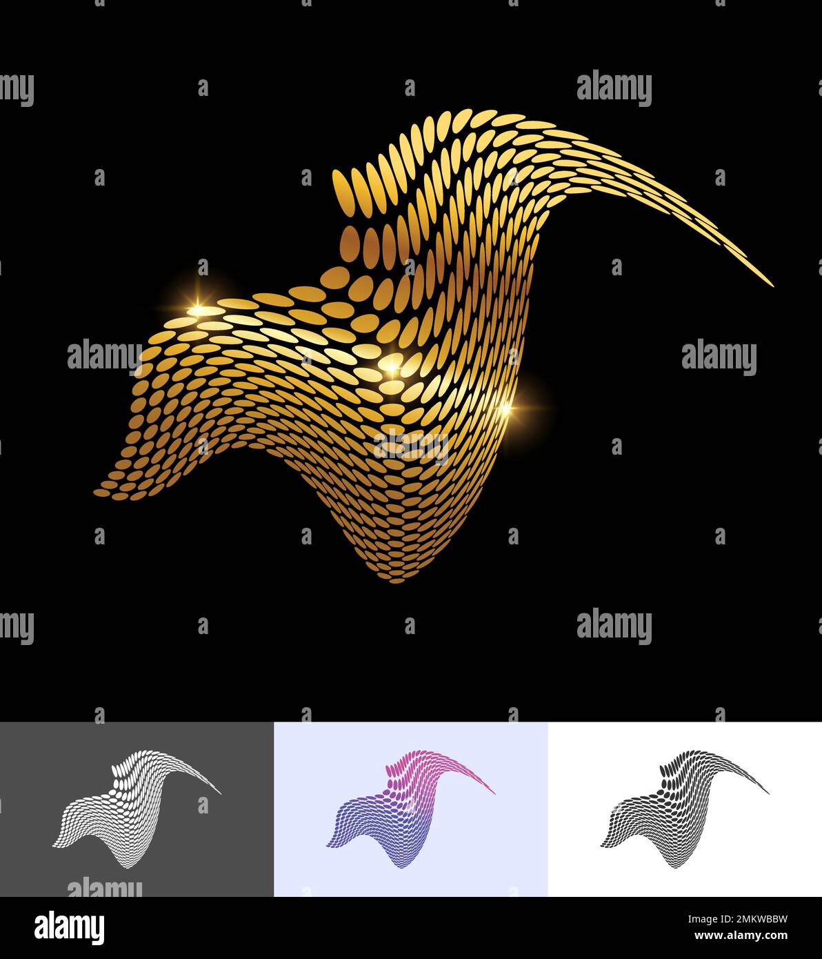 A Vector Illustration Set Of Golden Tiled Abstract Perspective Geometric Shape Design Stock