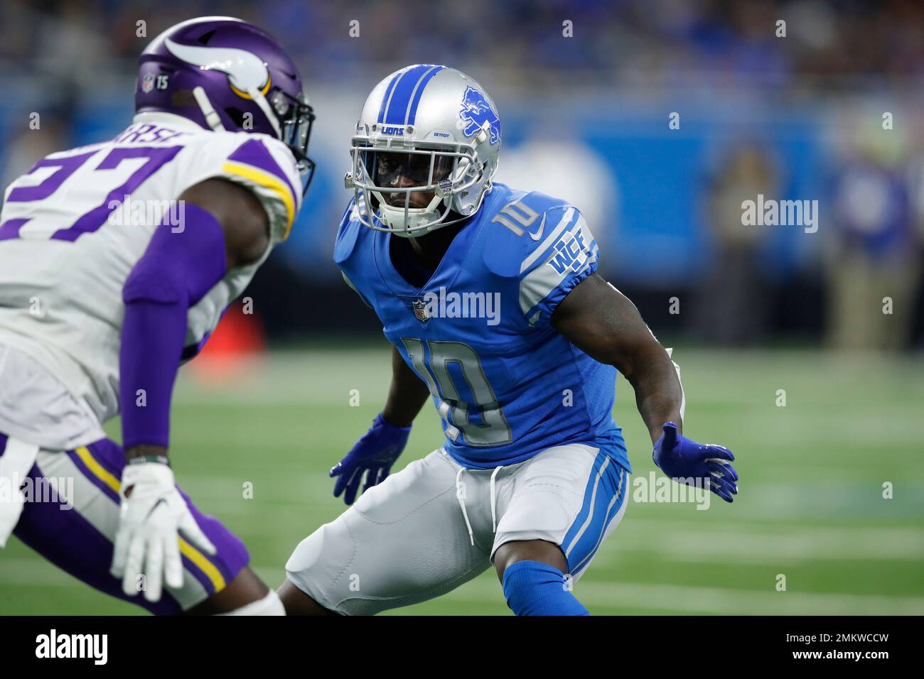 Detroit Lions wide receiver Brandon Powell (10) lines up on a punt ...