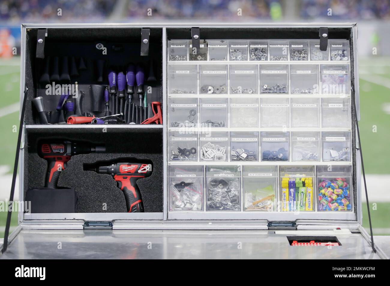 The Detroit Lions equipment tool box to repair players helmets and ...
