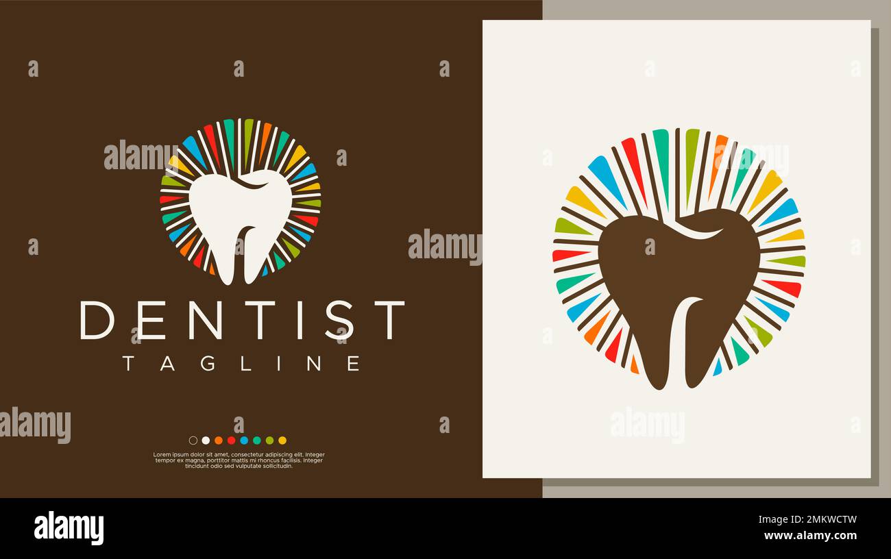 Circle dental line logo design template. Circle dental logo vector ...
