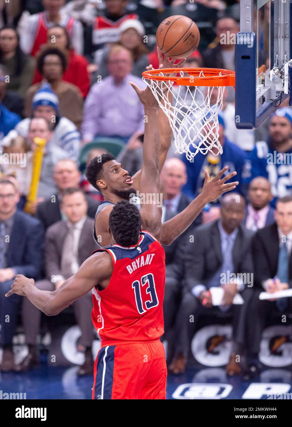 Indiana Pacers forward Thaddeus Young (21) shoots while being defended ...