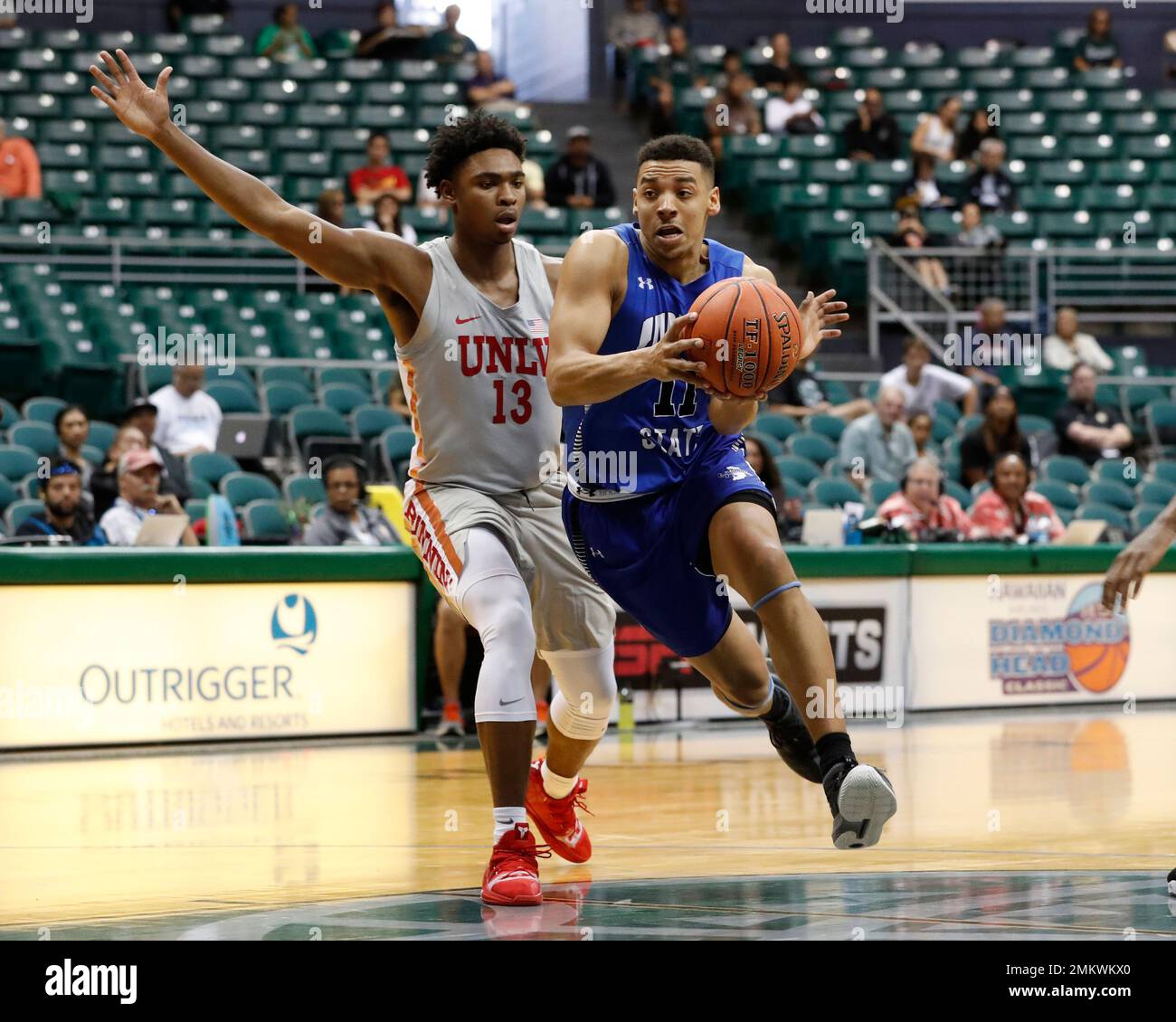 Indiana State guard Tyreke Key (11) runs downcourt past UNLV guard ...