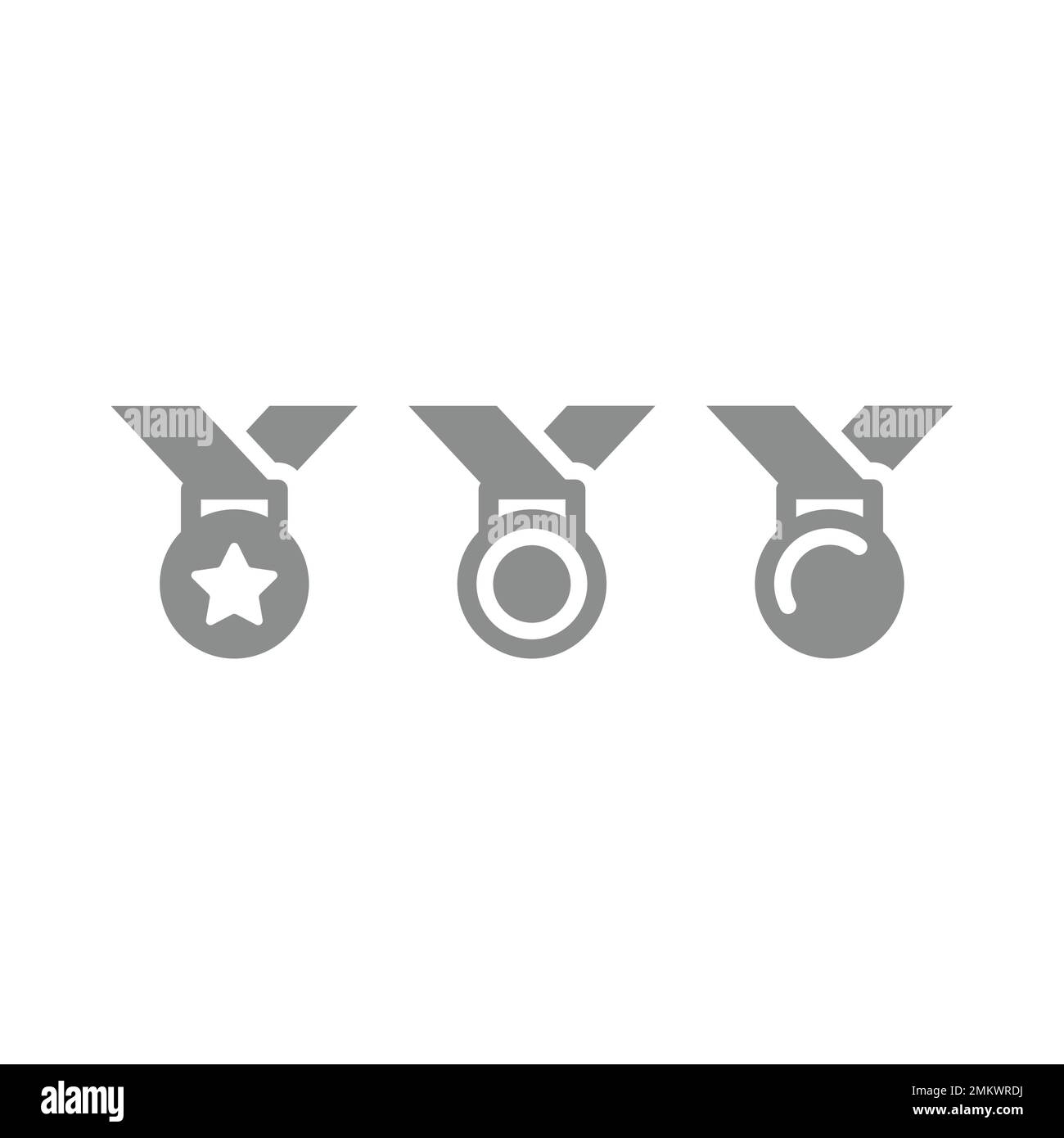 Star medal with ribbon fill symbol. First place winner award vector ...