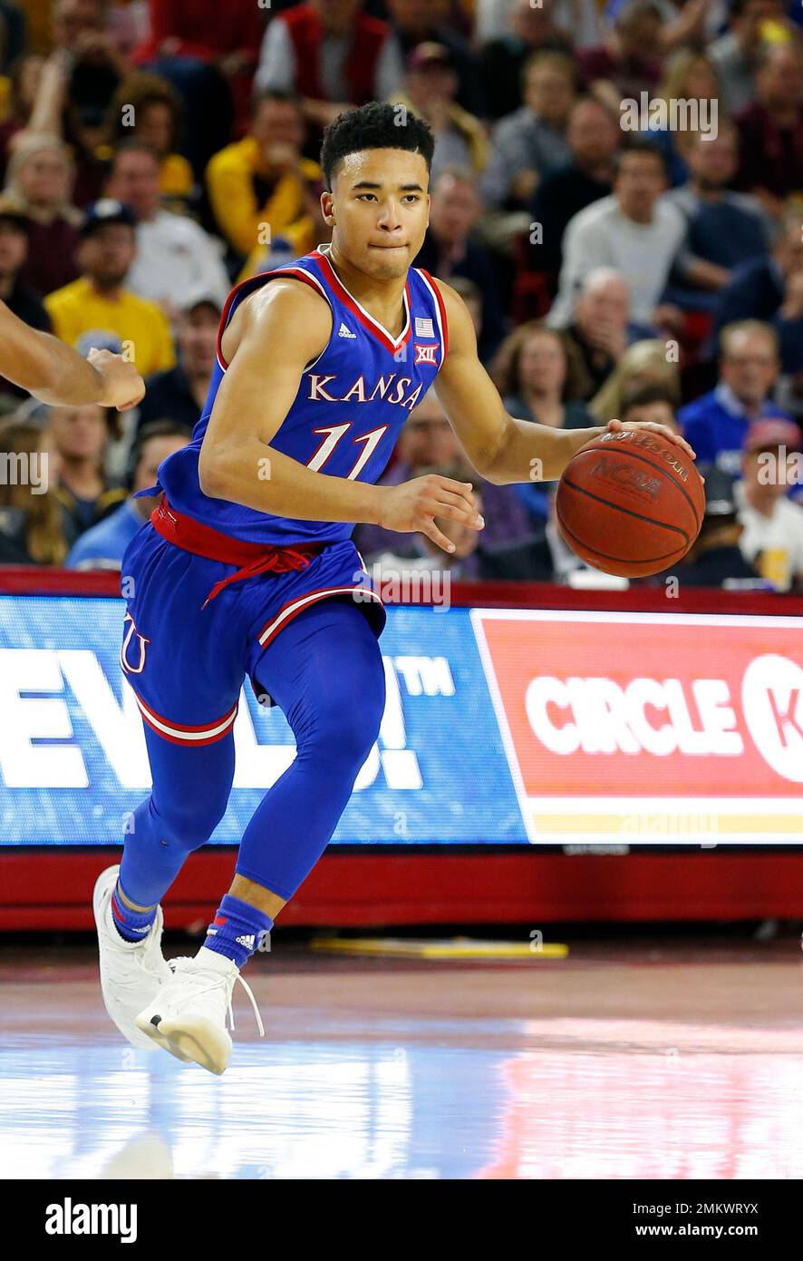 Kansas guard Devon Dotson (11) in the first half during an NCAA college ...