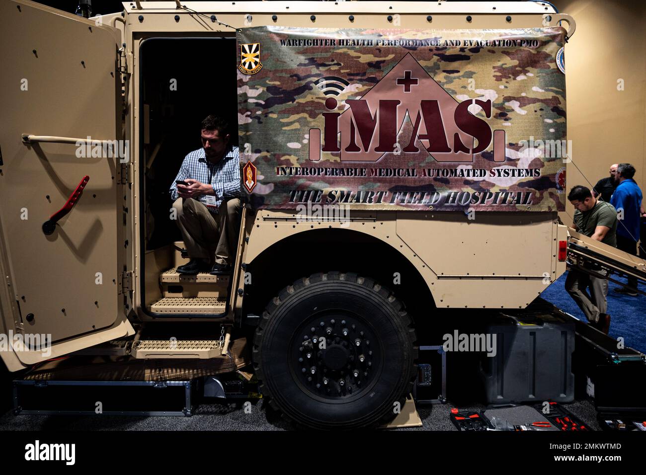 A Joint Light Tactical Vehicle Ambulance Kit prototype sits on display ...
