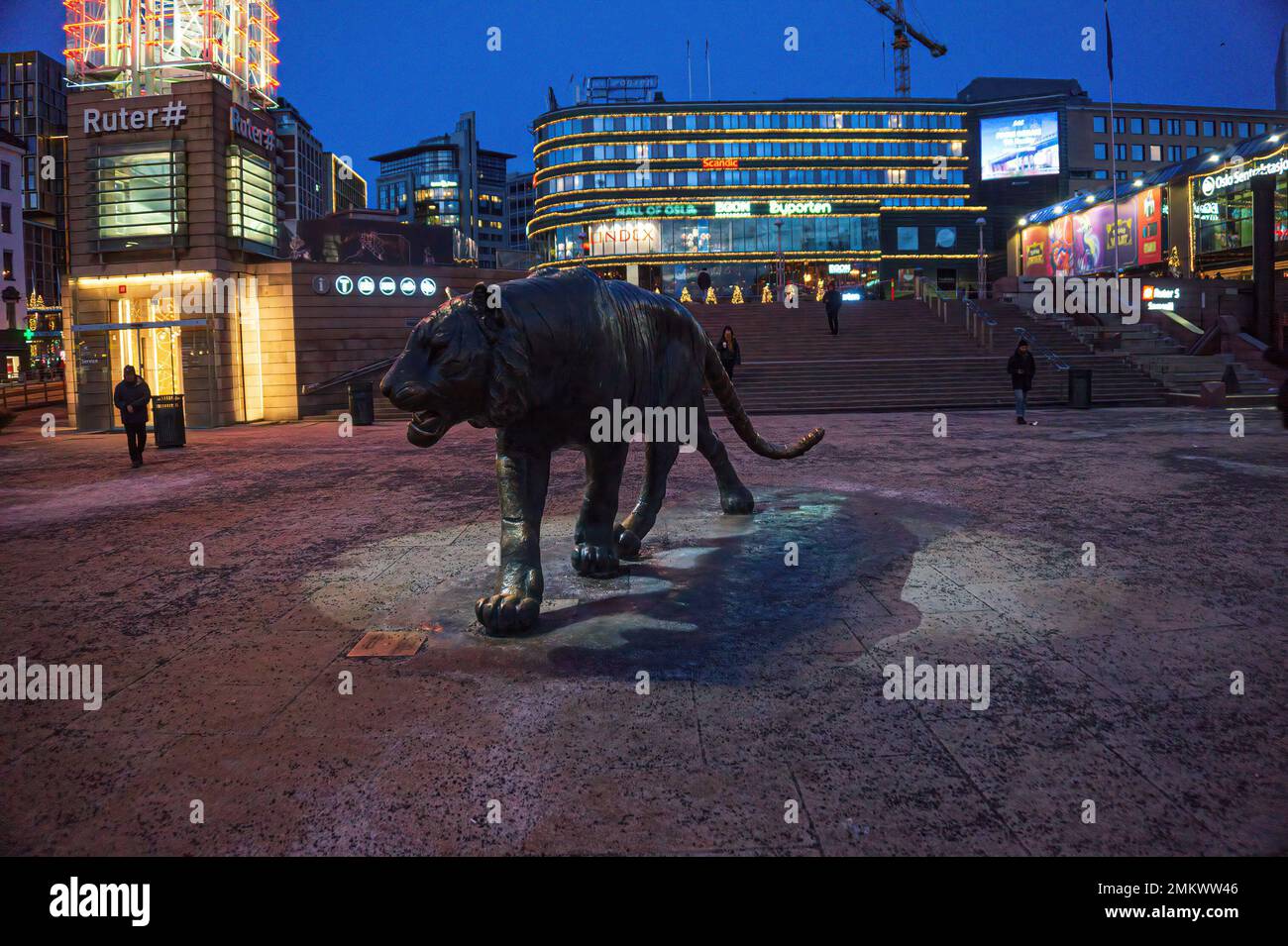 Tiger Sculpture in central railway station square, Oslo has been known ...