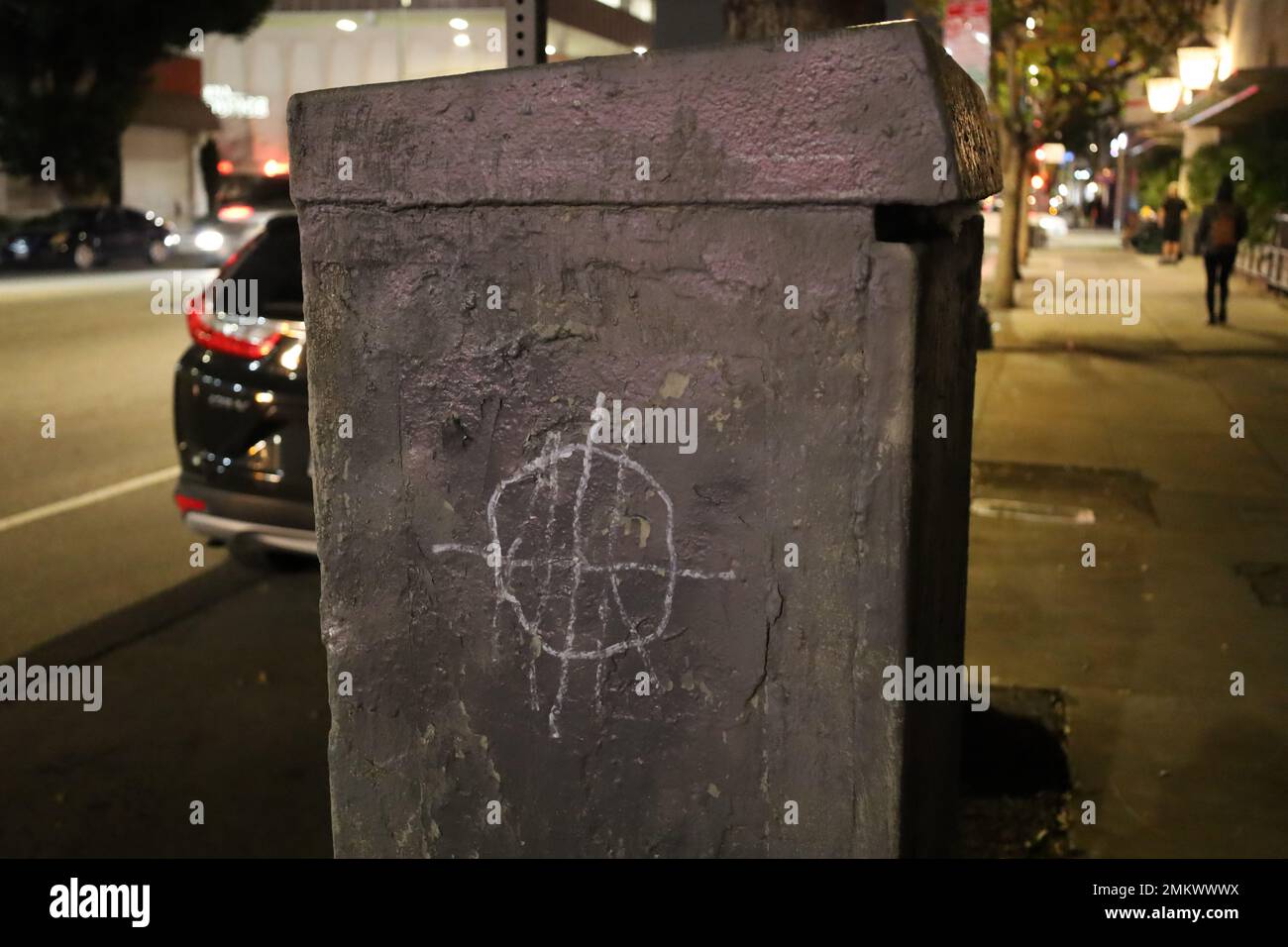 Hollywood, California, USA. 28th Jan, 2023. Anarchist sign written on ...