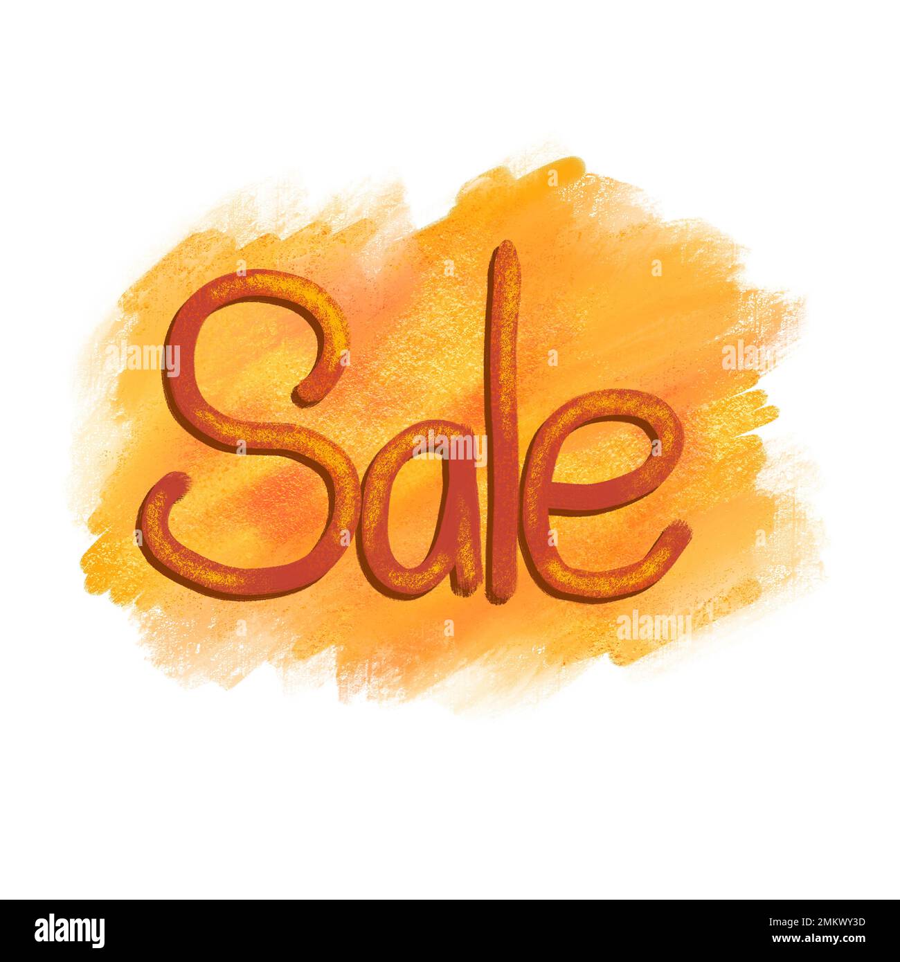 Hand drawn illustration of red orange sale business discount sign ...