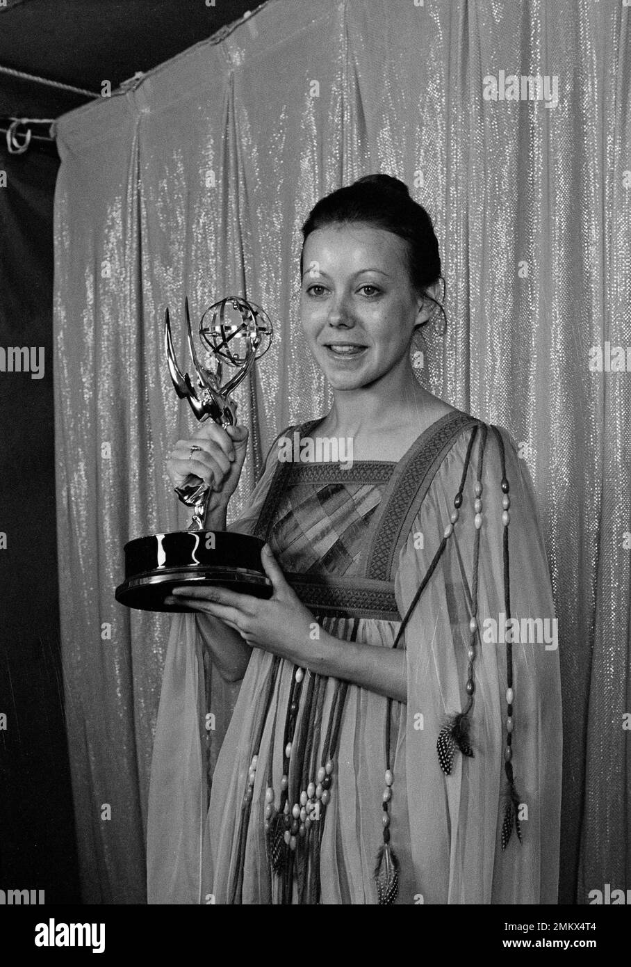 British actor Jenny Agutter holds her prime time Emmy award for ...