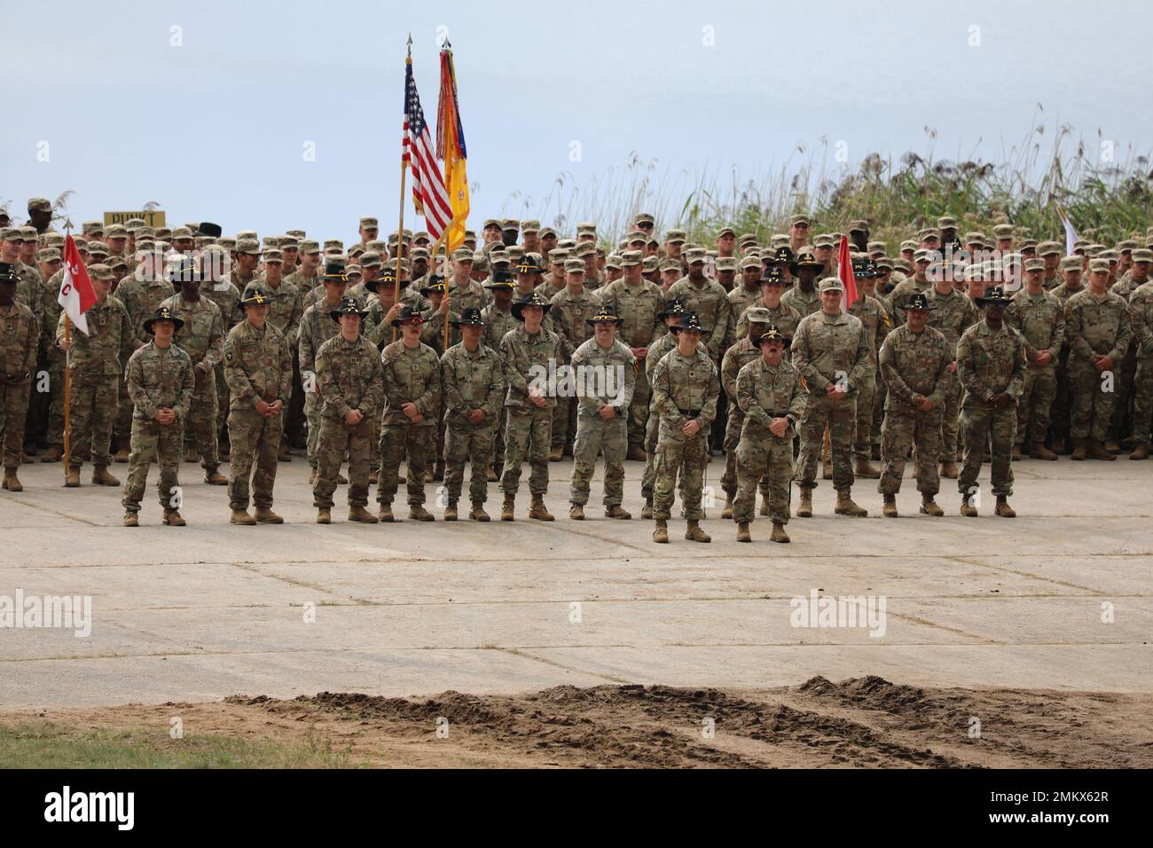 U.S. Army soldiers participate in a Change of Command Ceremony for ...