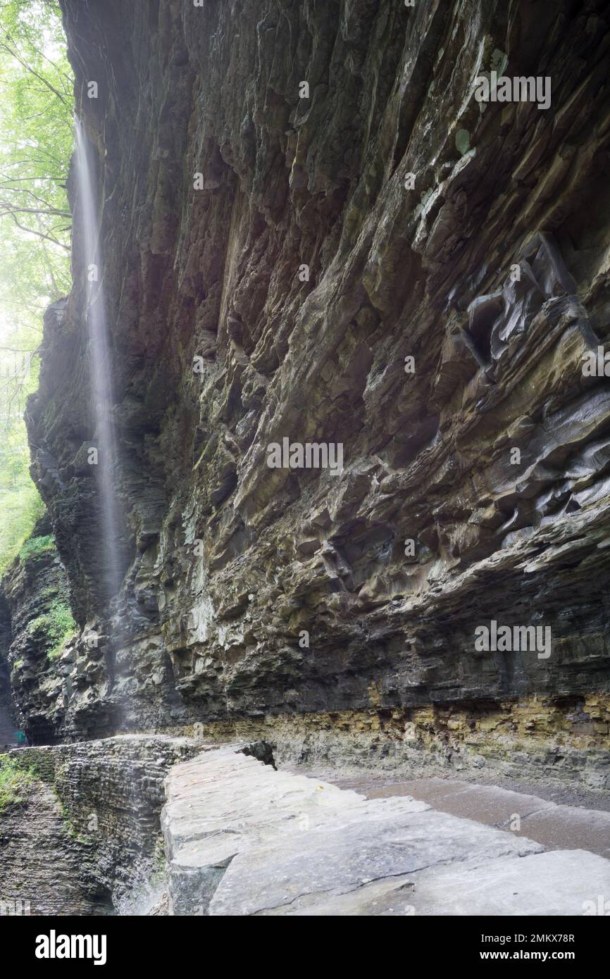 Water flowing over the walking path through the gorge Stock Photo - Alamy