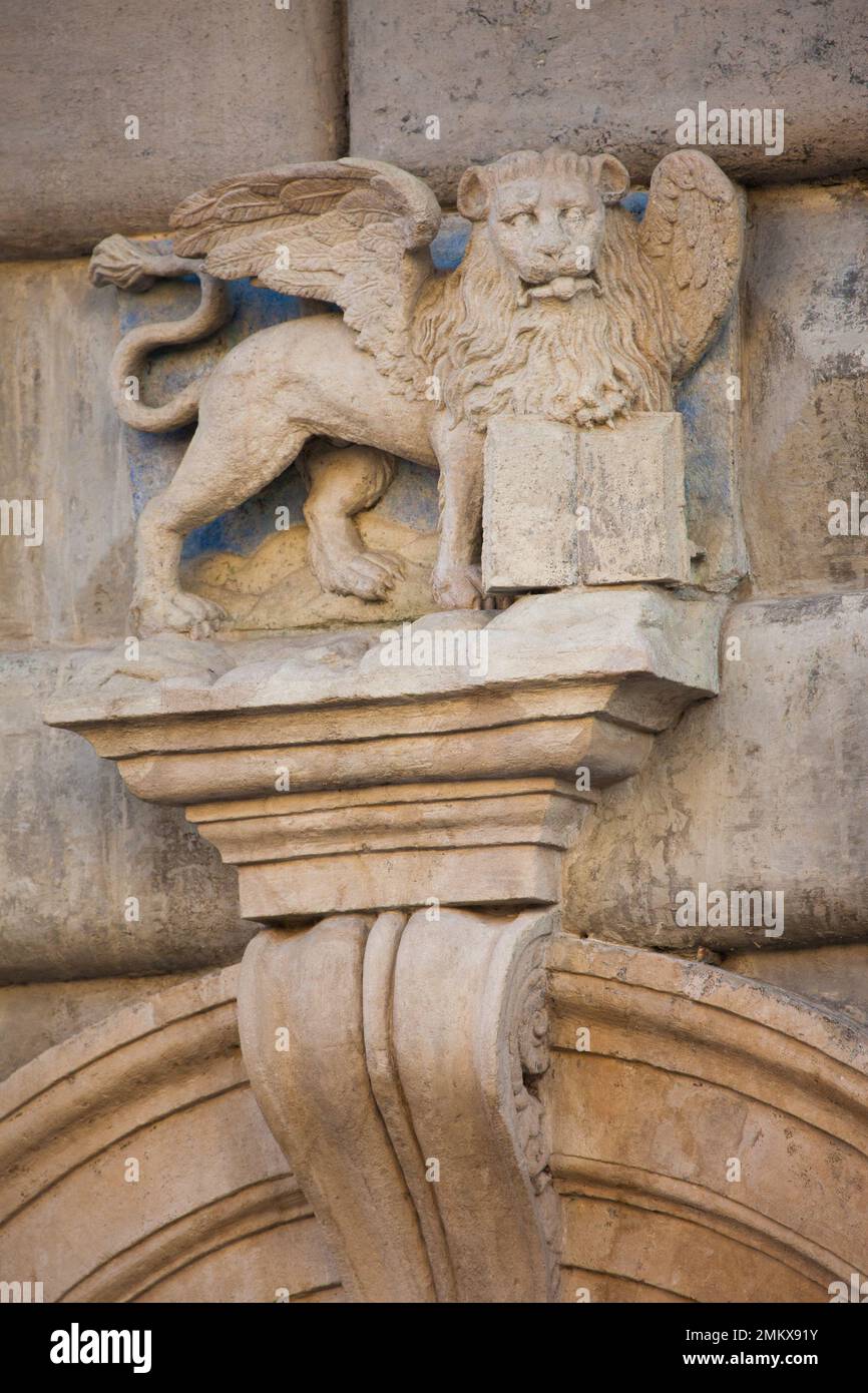 Ukraine, Lviv, historical lion sculpture, symbol of the city Stock ...