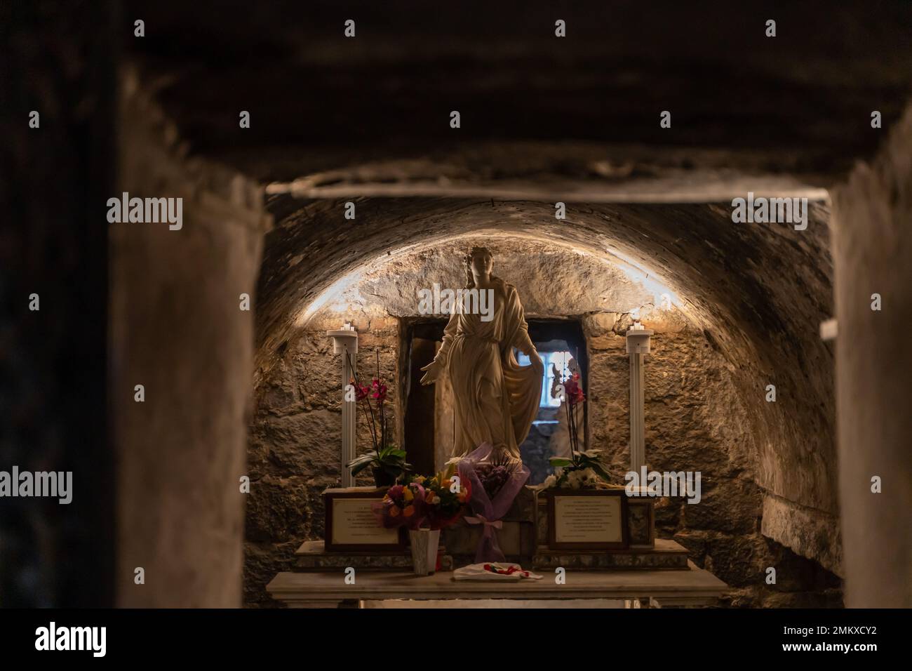 the interior of the historical Sant'Agata Prison Church located in ...
