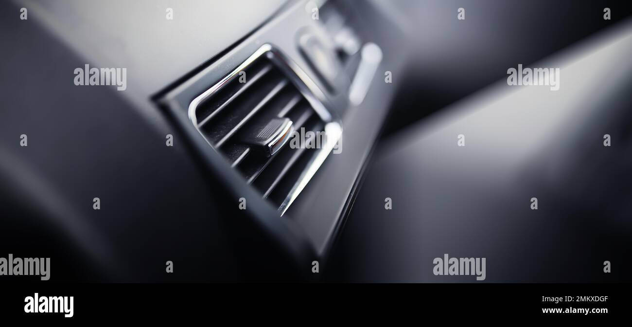 The process of choosing climate control in the car. Man regulating ...