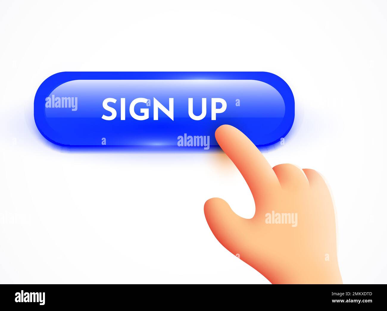 Hand pressing the sign up button. Vector illustration Stock Vector ...
