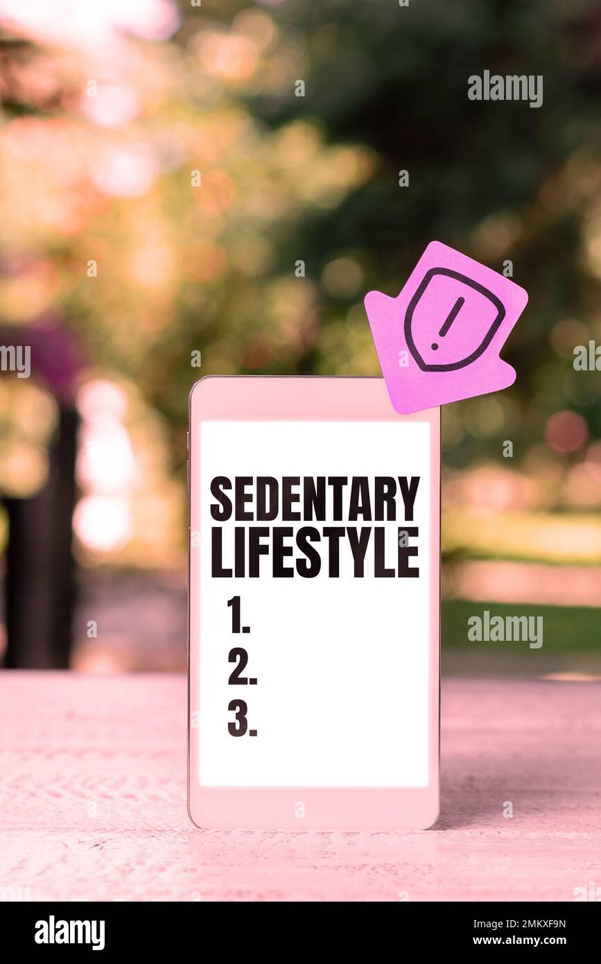 Text showing inspiration Sedentary Lifestyle. Conceptual photo ways and ...