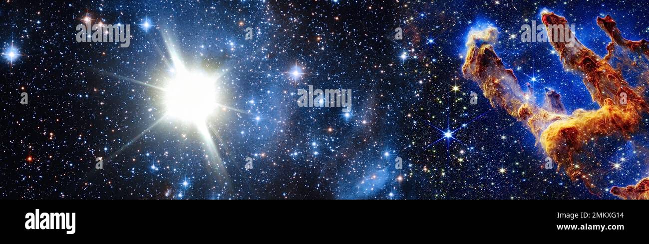 Panorama Space scene with stars and galaxies. Elements of this image ...