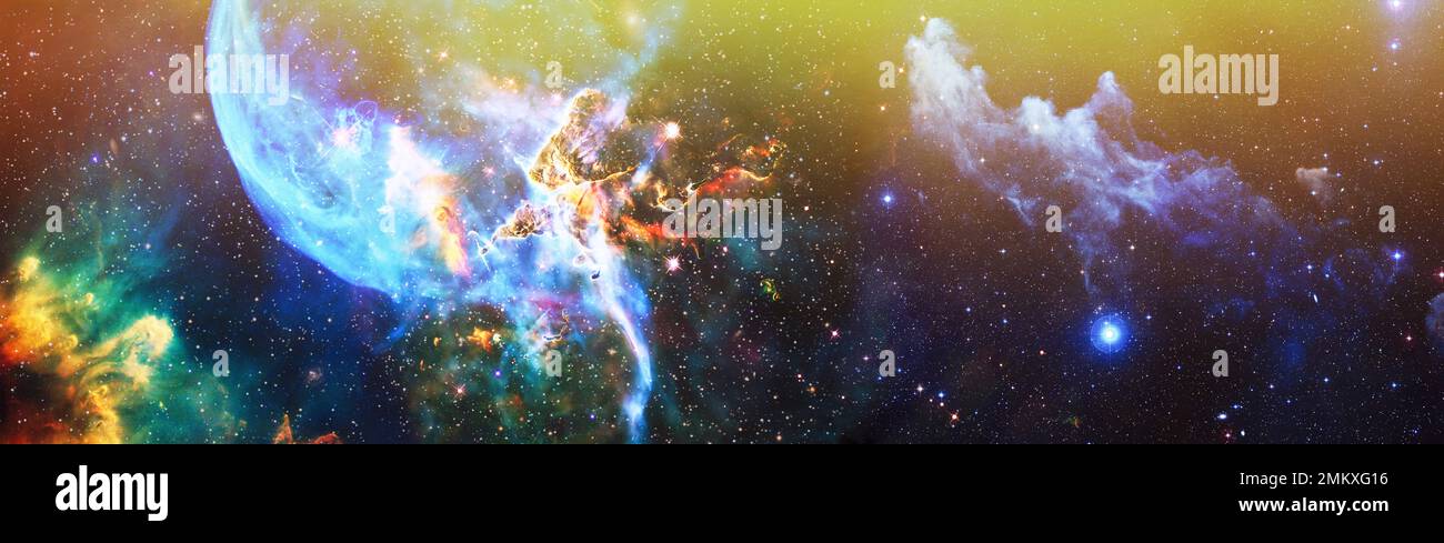 Panorama Space scene with stars and galaxies. Elements of this image ...