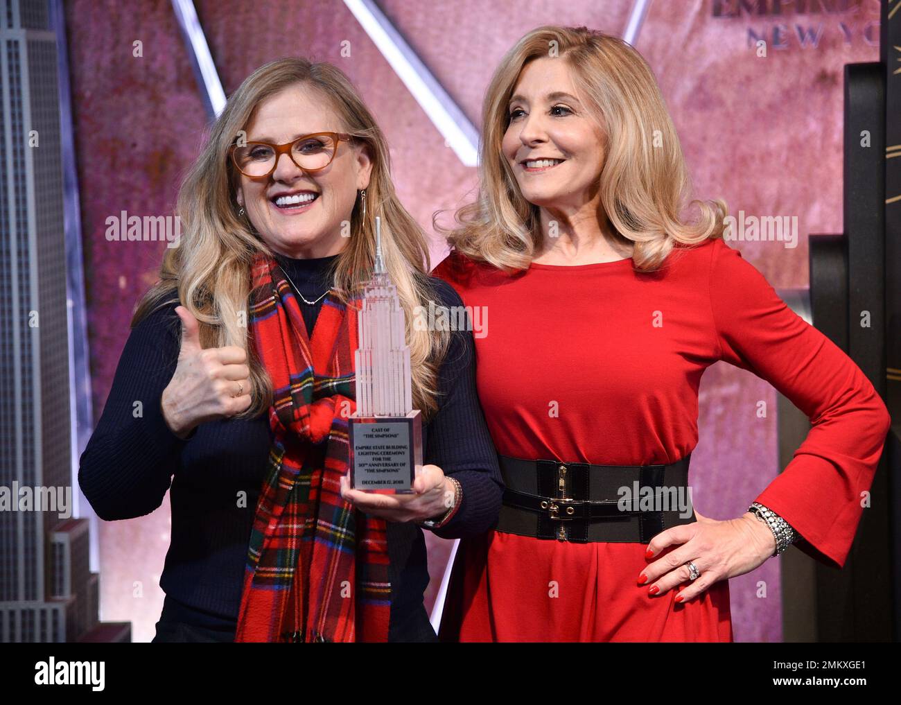 Voice actors Nancy Cartwright, left, and Pamela Hayden participate in ...
