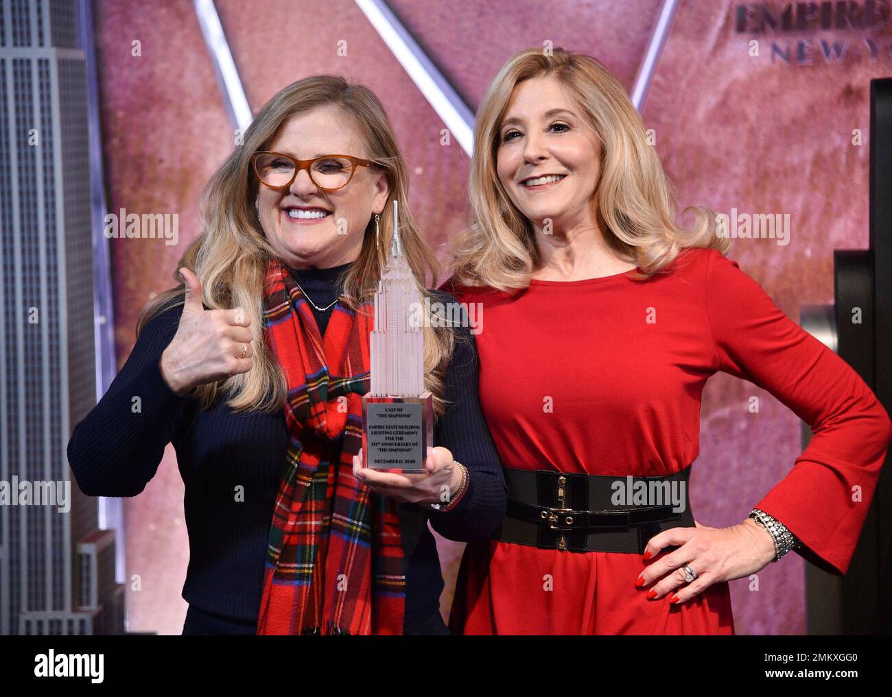 Voice actors Nancy Cartwright, left, and Pamela Hayden participate in ...