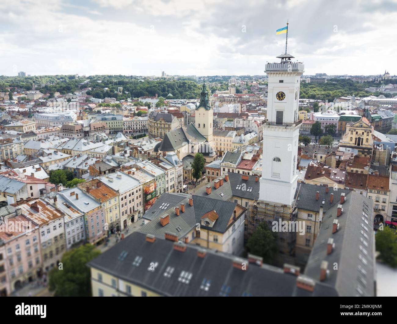 Lviv, Ukraine, panorama, downtown bird's-eye view, the historical part ...