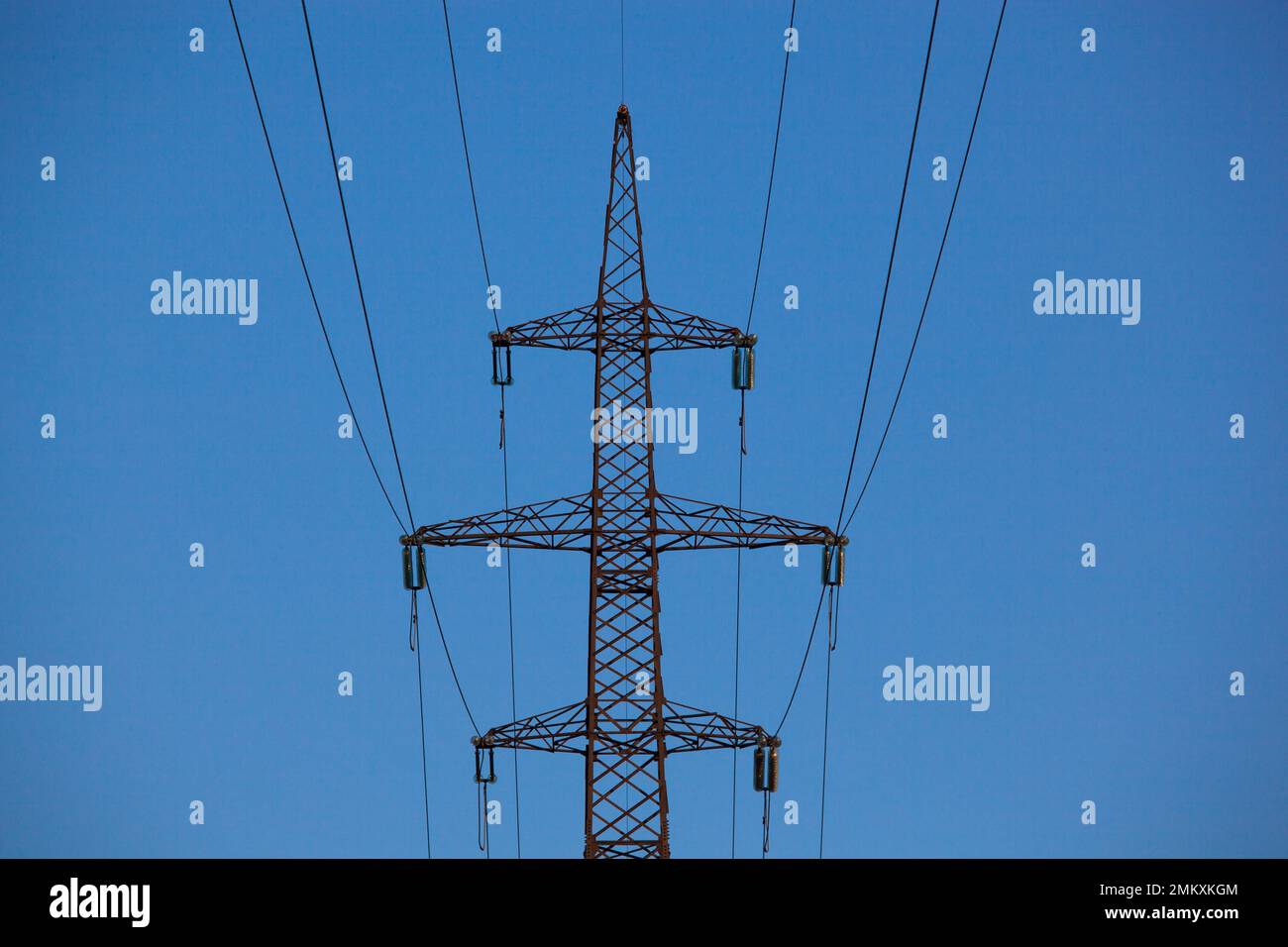 powerline, tower for transmission of current through wires Stock Photo ...