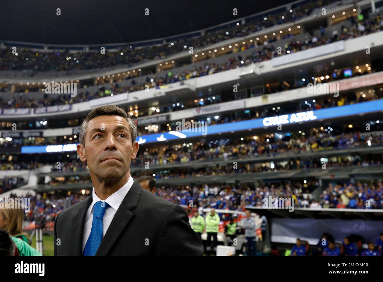 Cruz Azul coach Pedro Faria Caixinha stands at the bench prior to the ...