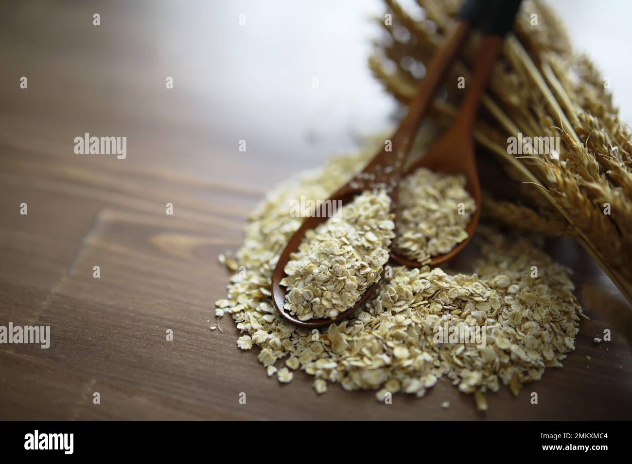 The concept of the cost of grain. 5000 ruble banknotes around a handful ...