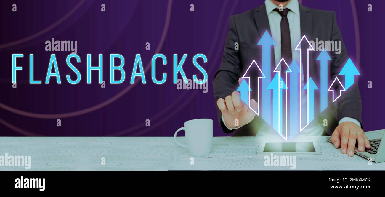 Text caption presenting Flashbacks. Business showcase interruption of ... Text caption presenting Flashbacks. Business showcase interruption of ...