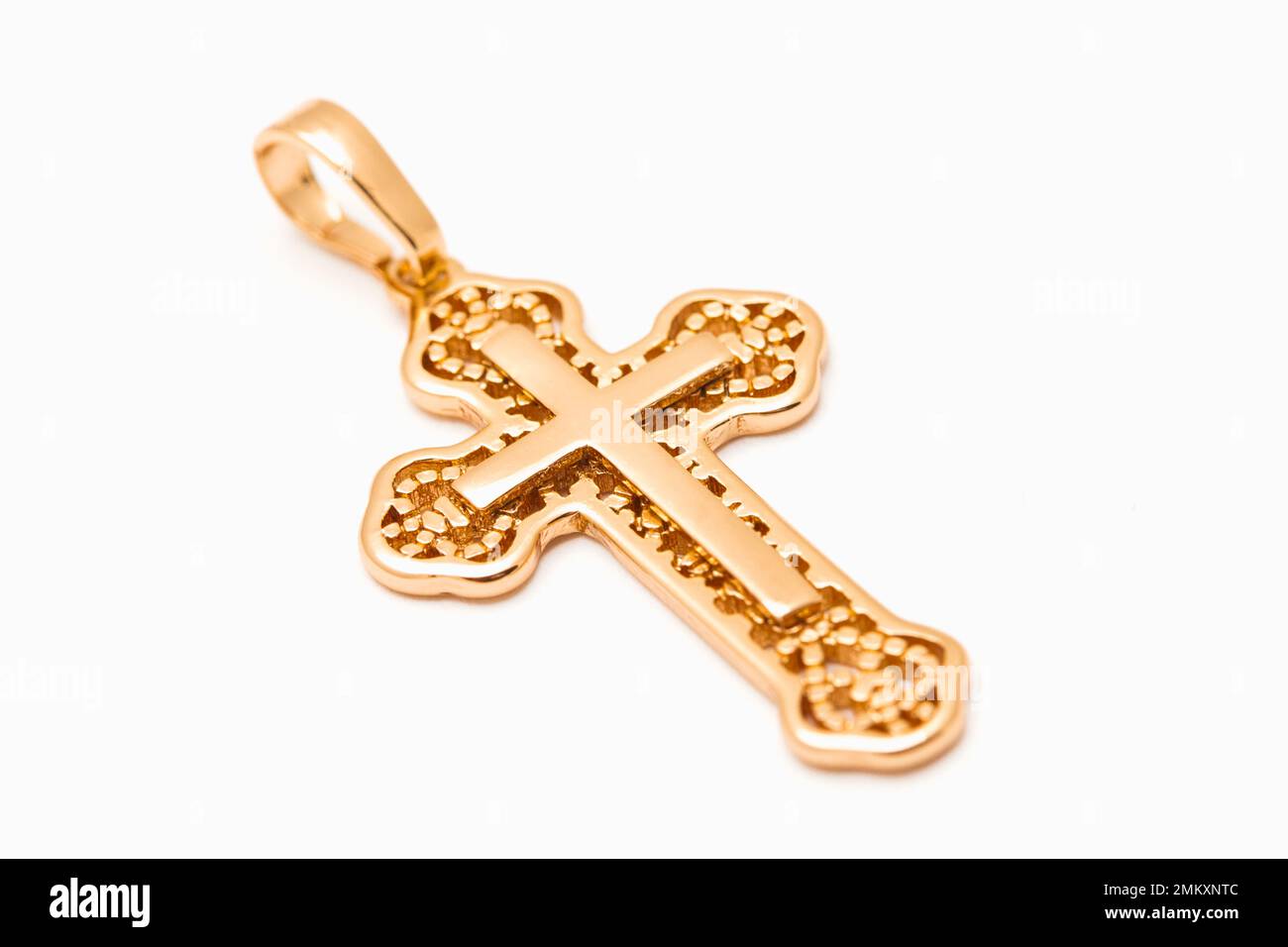 jewelry golden christian cross isolated on white background Stock Photo ...