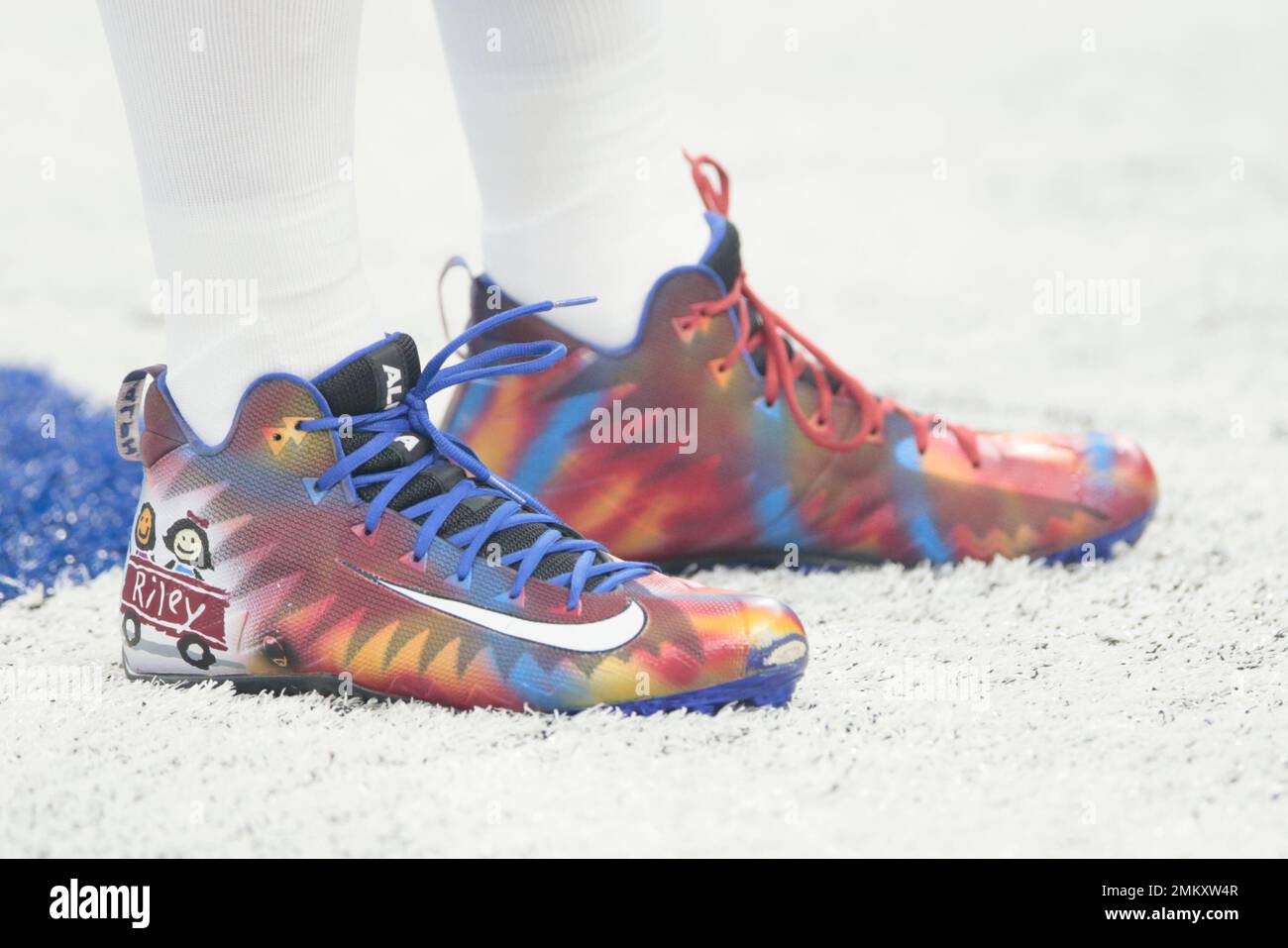The cleats of Indianapolis Colts quarterback Andrew Luck are seen ...