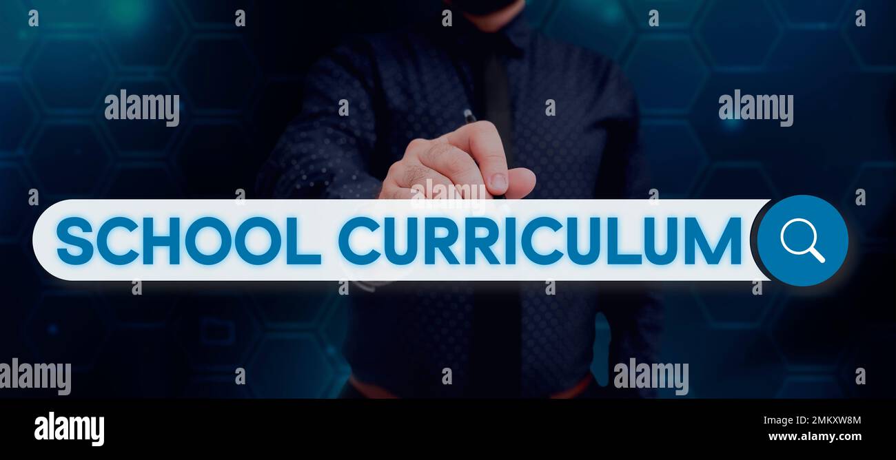 Sign displaying School Curriculum. Word for designed to provide ...