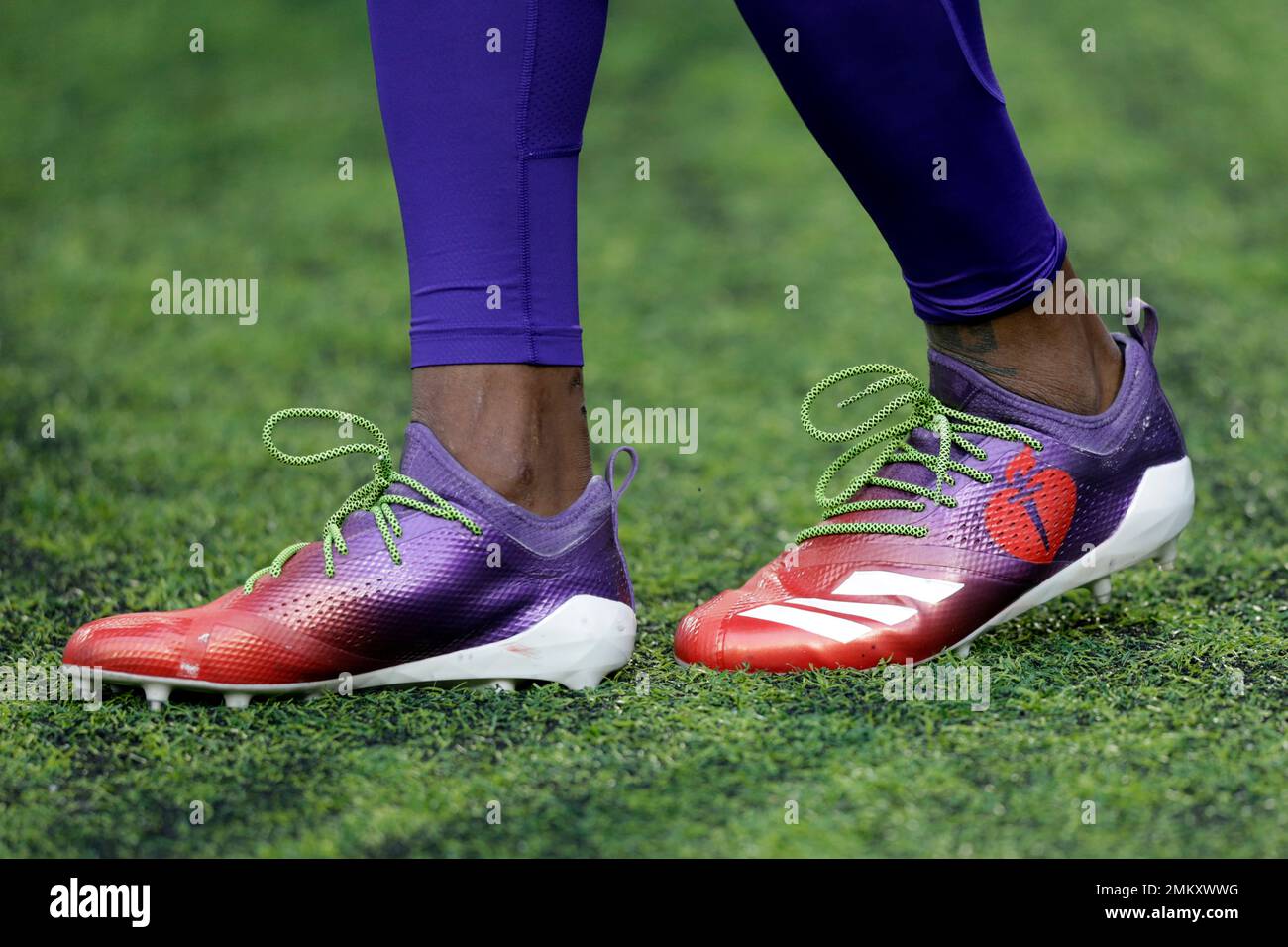 Minnesota Vikings wide receiver Stefon Diggs' cleats are seen before an ...