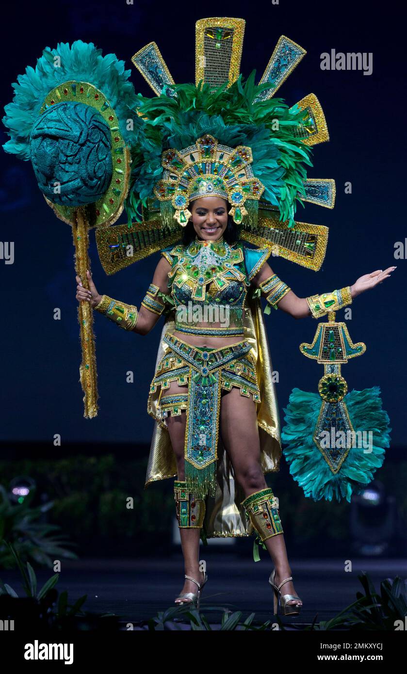 In this Monday, Dec. 10, 2018 photo Miss Belize Jenelli Fraser displays ...