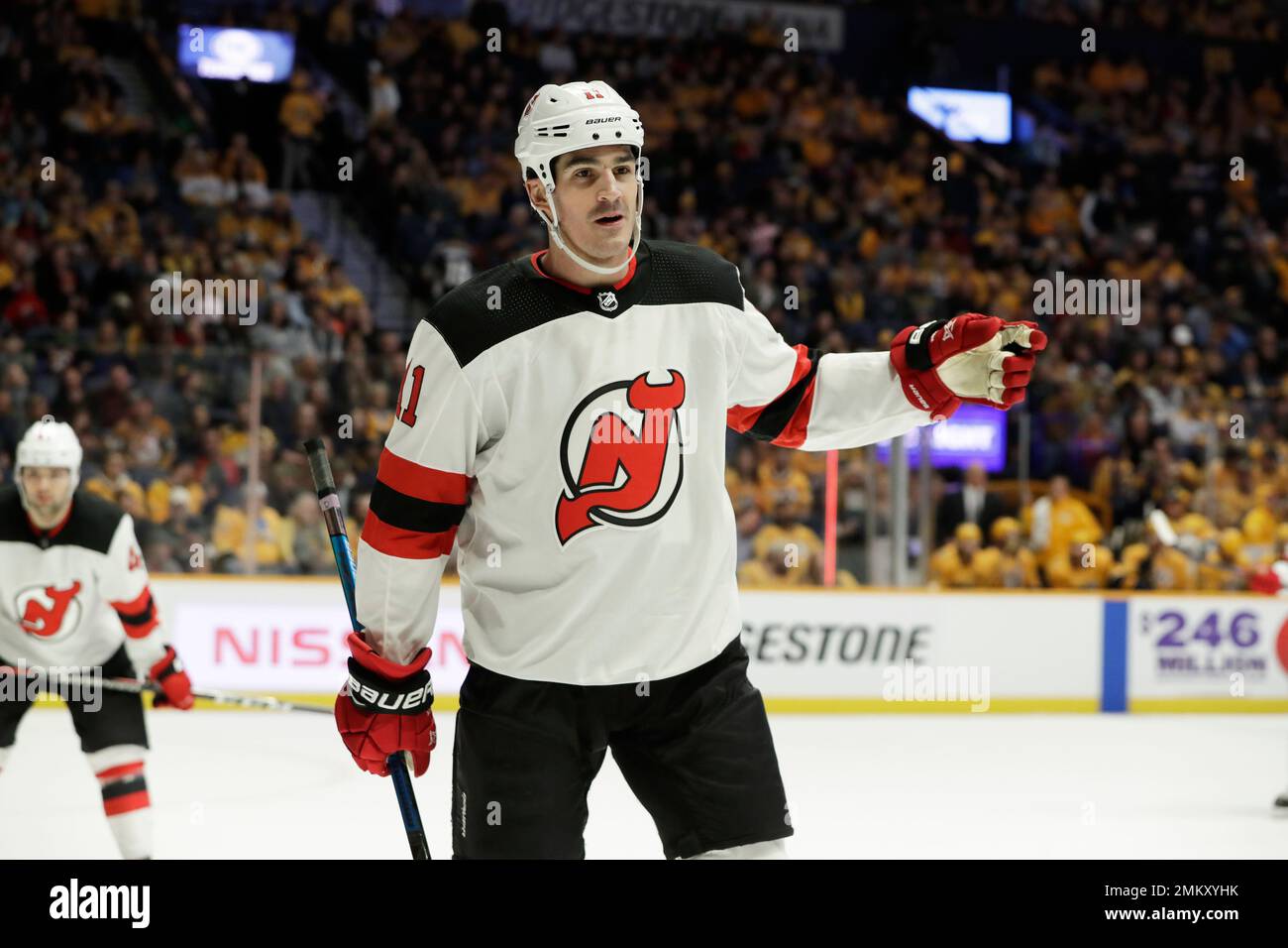 New Jersey Devils center Brian Boyle plays against the Nashville ...