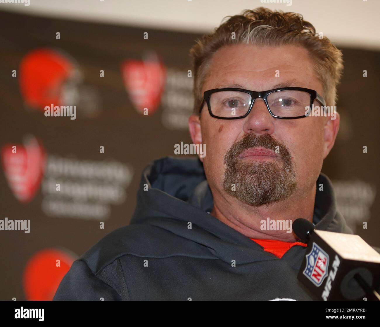 Cleveland Browns head coach Gregg Williams speaks after an NFL football ...