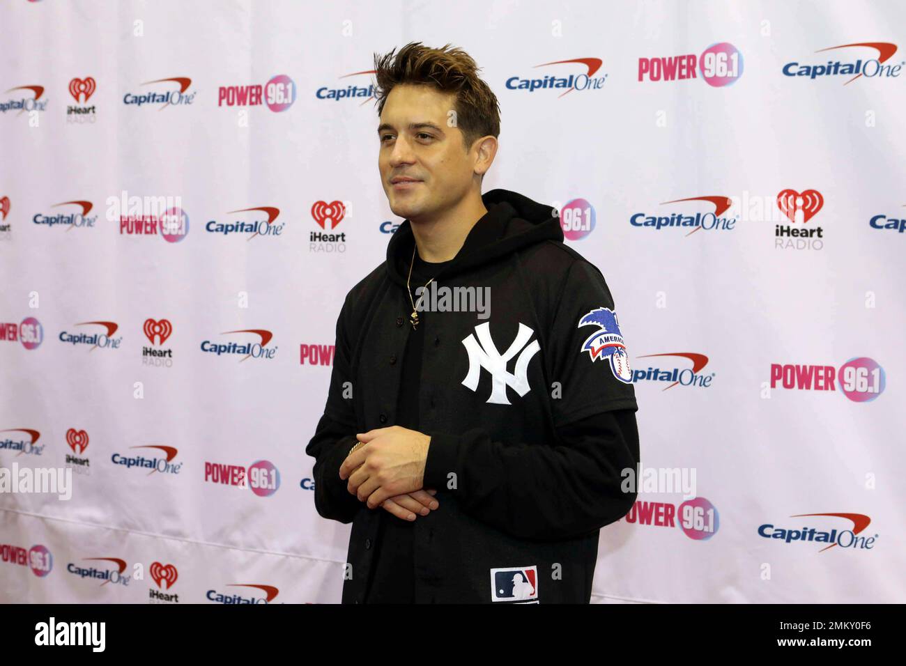 G-Eazy poses on the red carpet during the Power 96.1 Jingle Ball 2018 ...
