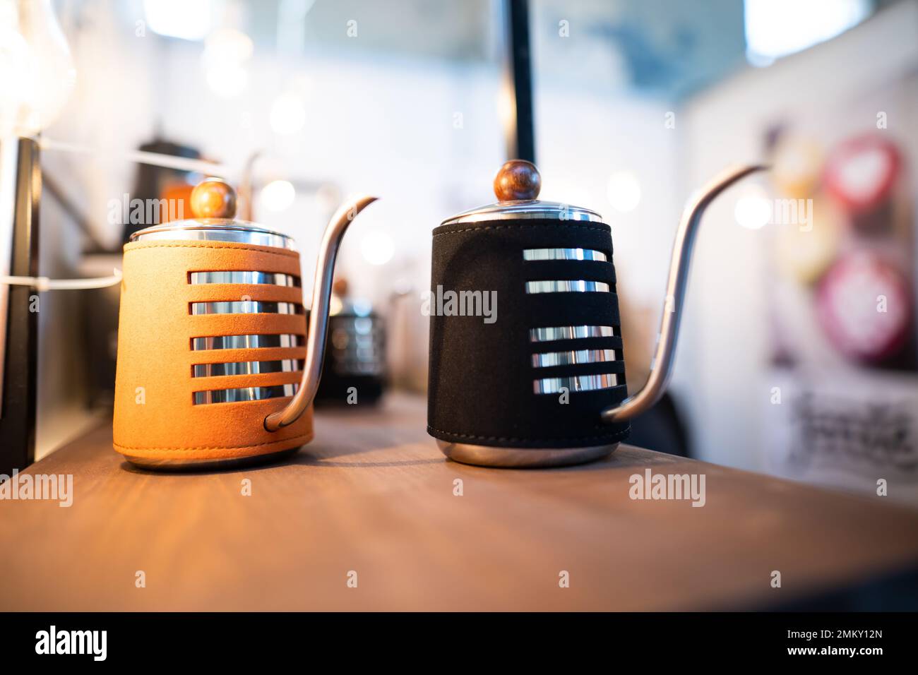 Teapot for brewing coffee for the barista Stock Photo - Alamy