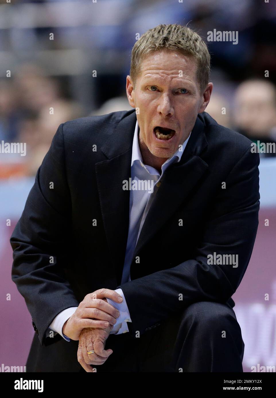 Gonzaga head coach Mark Few looks on during the first half of an NCAA ...