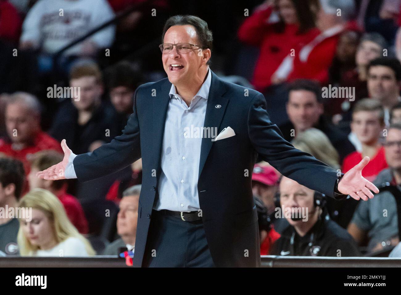Georgia head coach Tom Crean works the sideline during the second half ...