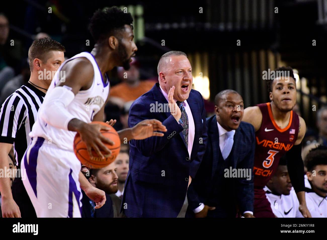 Virginia Tech head coach Buzz Williams instructs his team during the ...