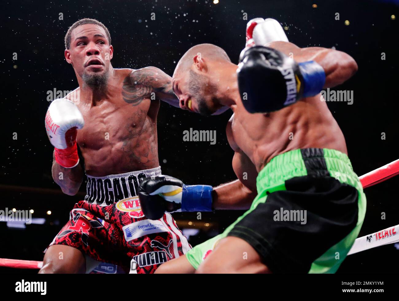 Lamont Roach Jr., left, punches Puerto Rico's Albert Mercado during the ...