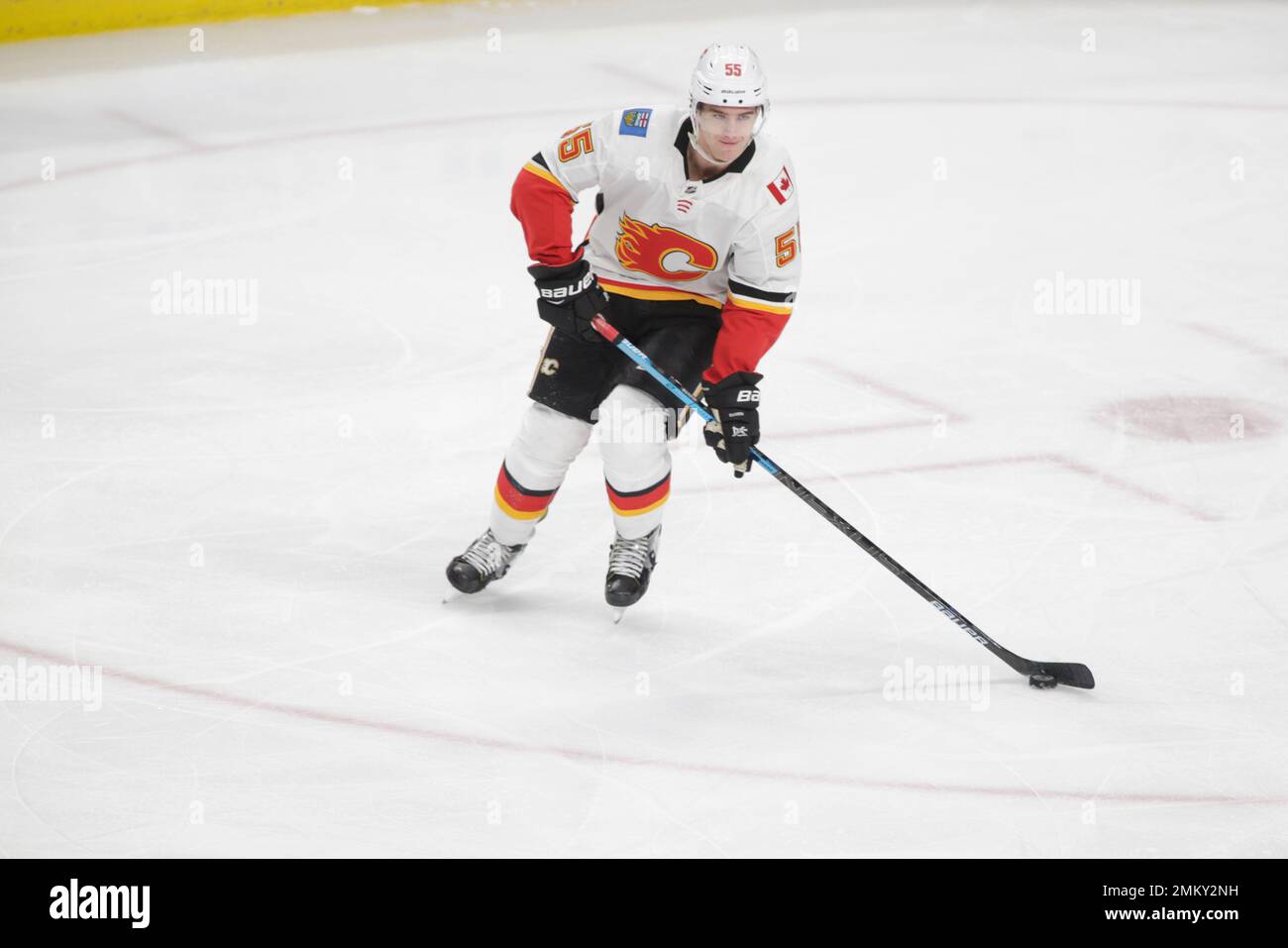 Calgary Flames defenseman Noah Hanifin (55) plays against the Minnesota ...