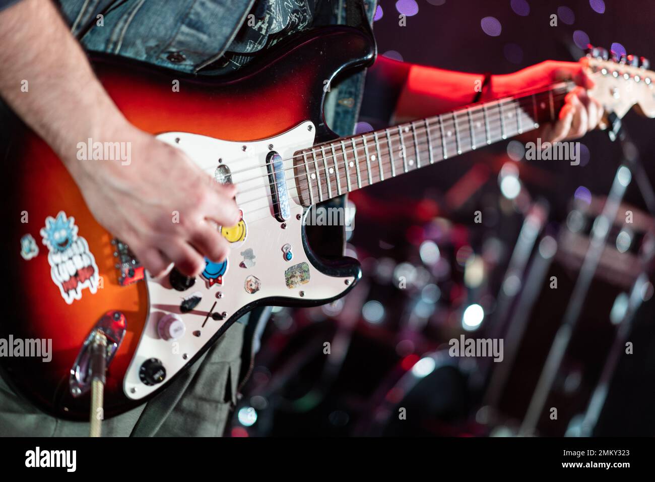 close up play electric guitar at a rock concert Stock Photo - Alamy