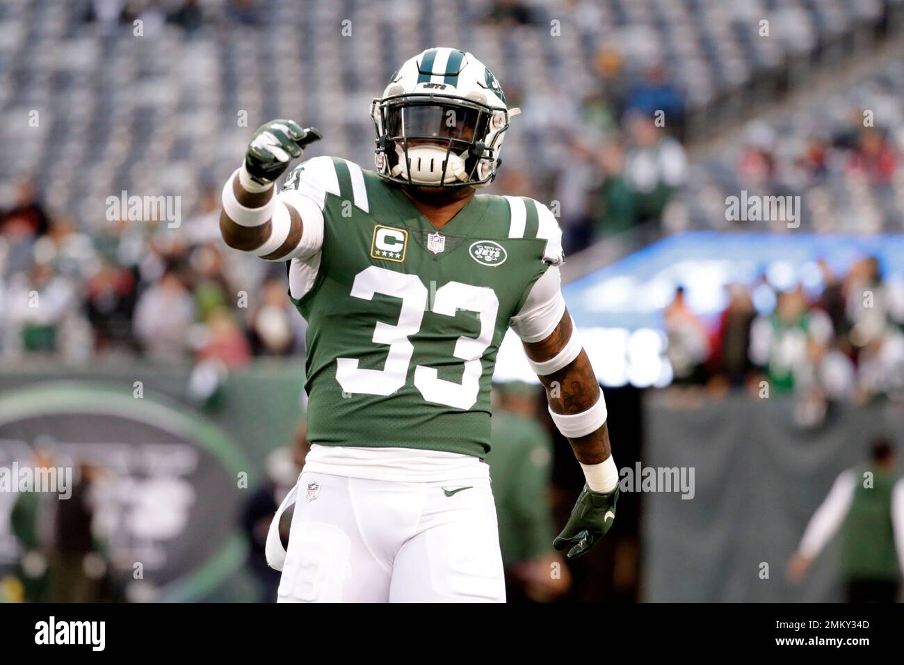 New York Jets strong safety Jamal Adams works out prior to an NFL ...