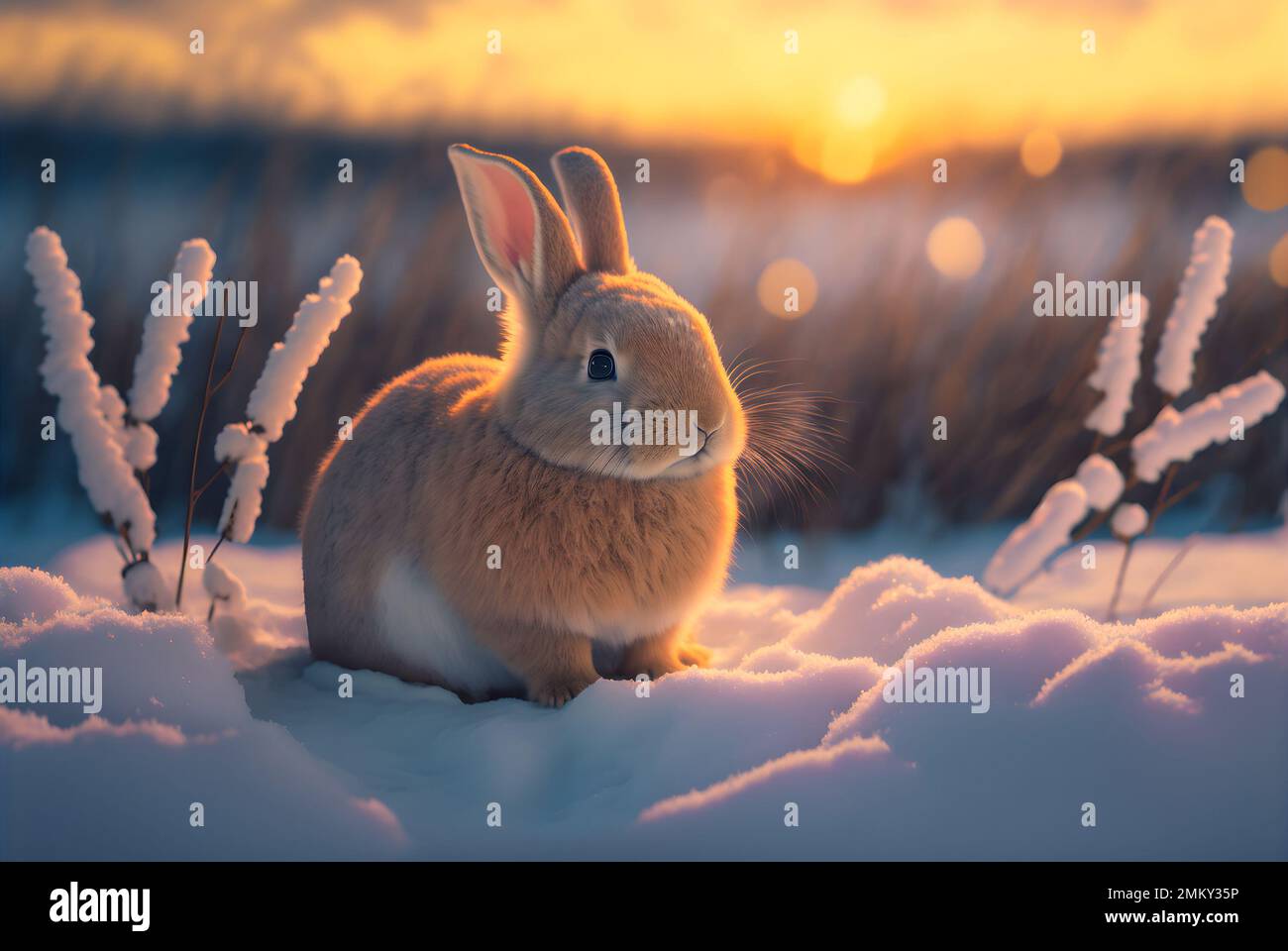 Baby bunny in snow hi-res stock photography and images - Alamy