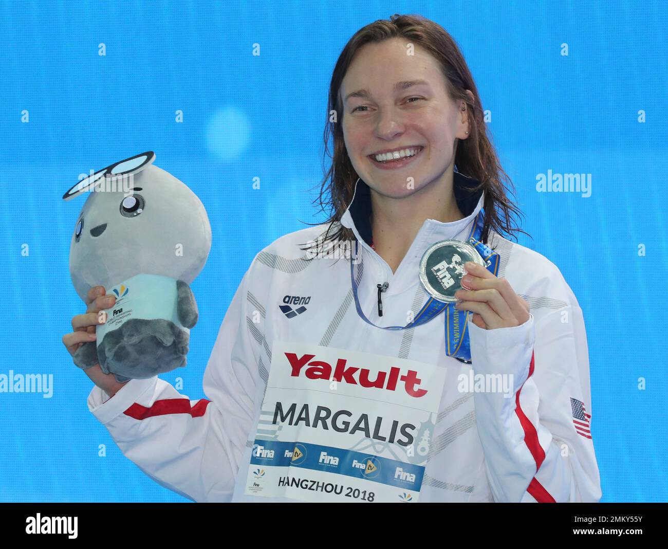 Silver medalist USA's Melanie Margalis pose during ceremonies for the ...