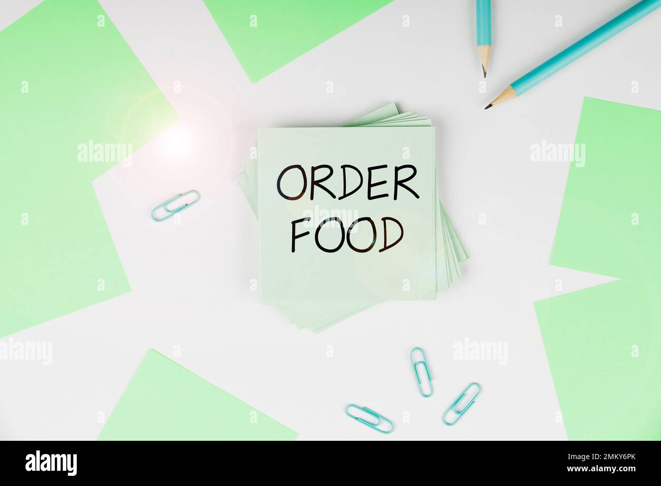 Text showing inspiration Order Food. Business overview the process of ...