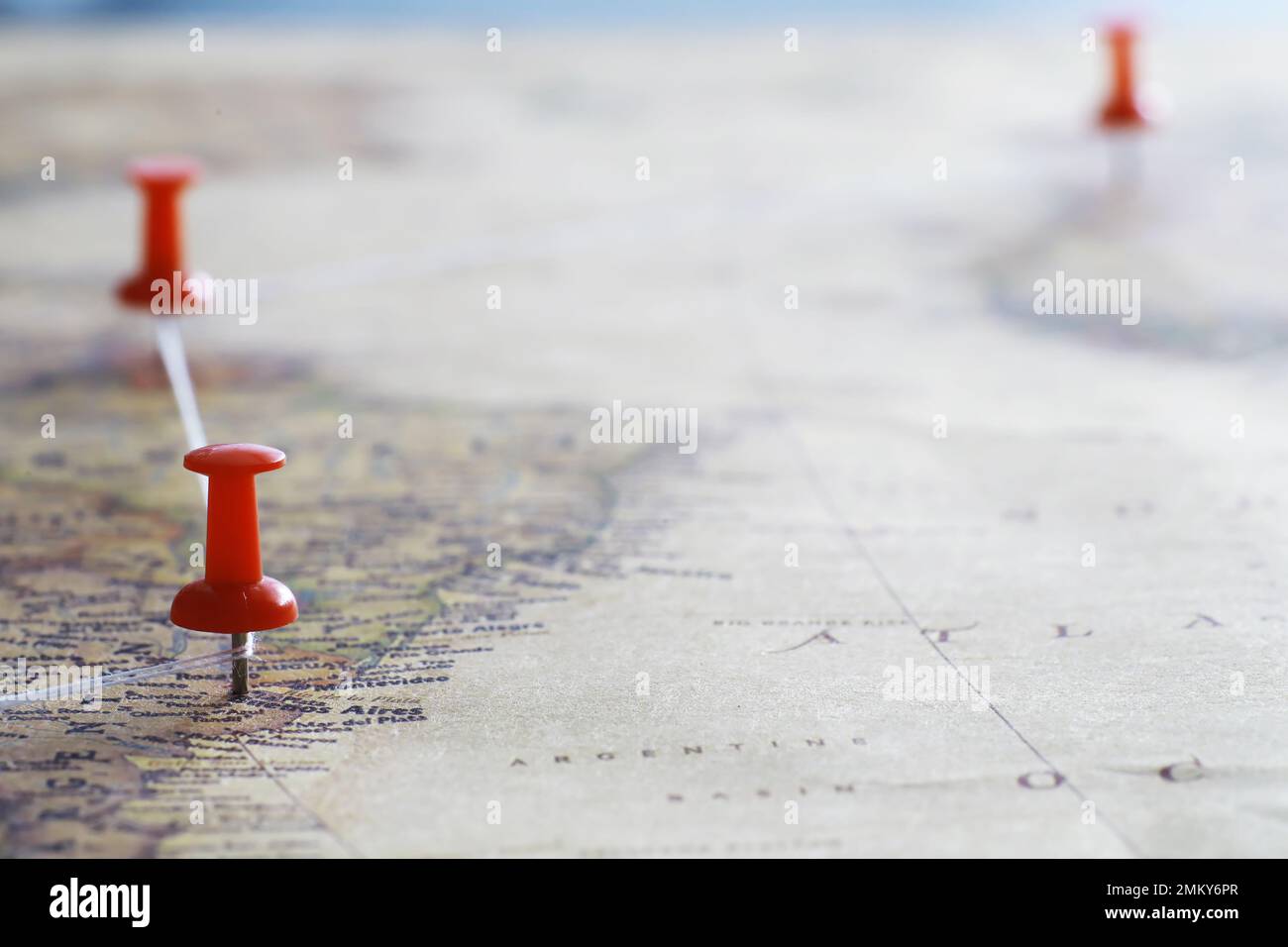 Travel concept. Map and needle with a marked place. Compass point on ...